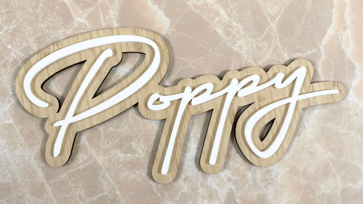 Layered name plaques bamboo