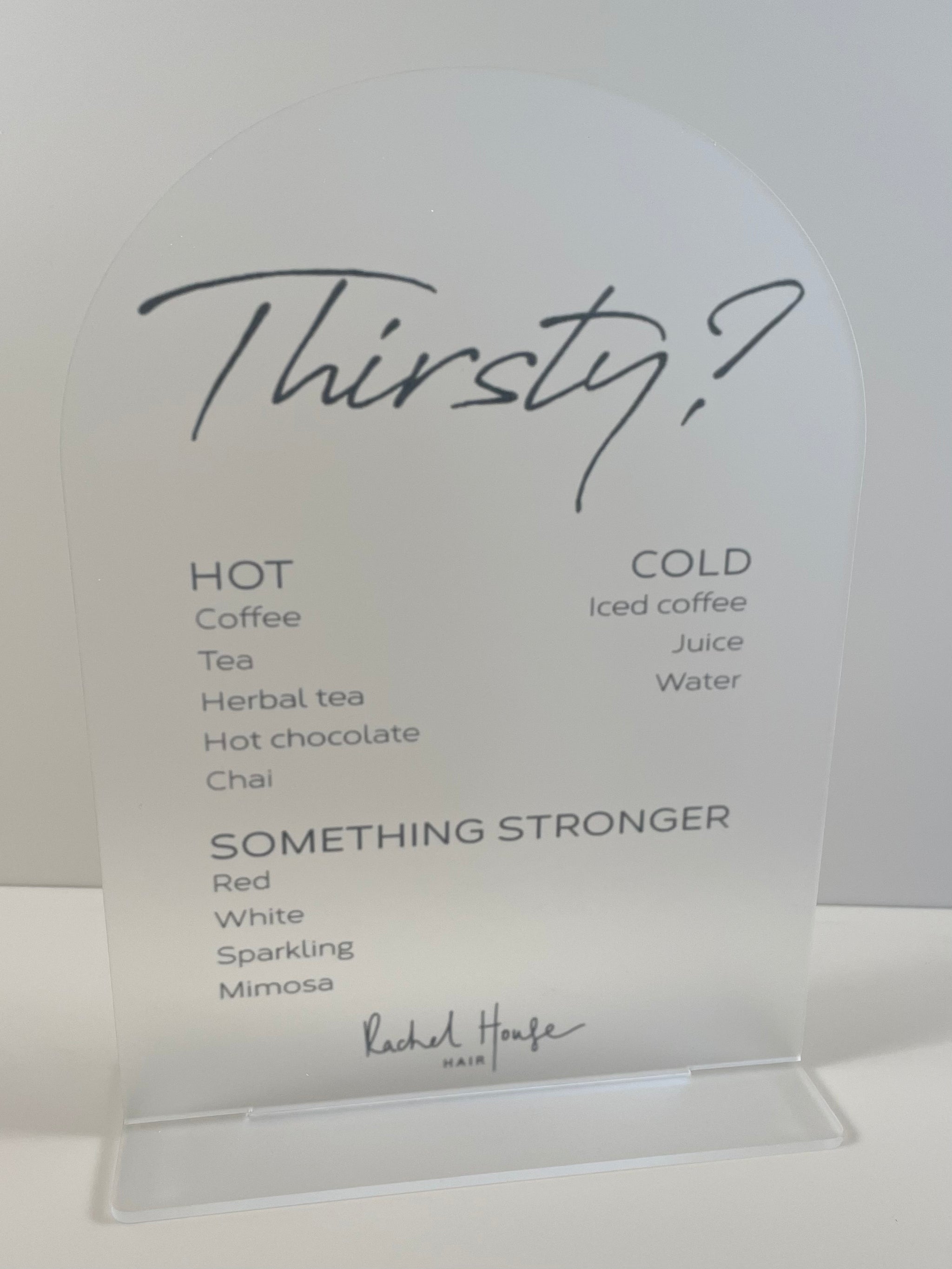 Drink menu stand | salon drink menu - Laser Edge Designs - LaserEdge ...