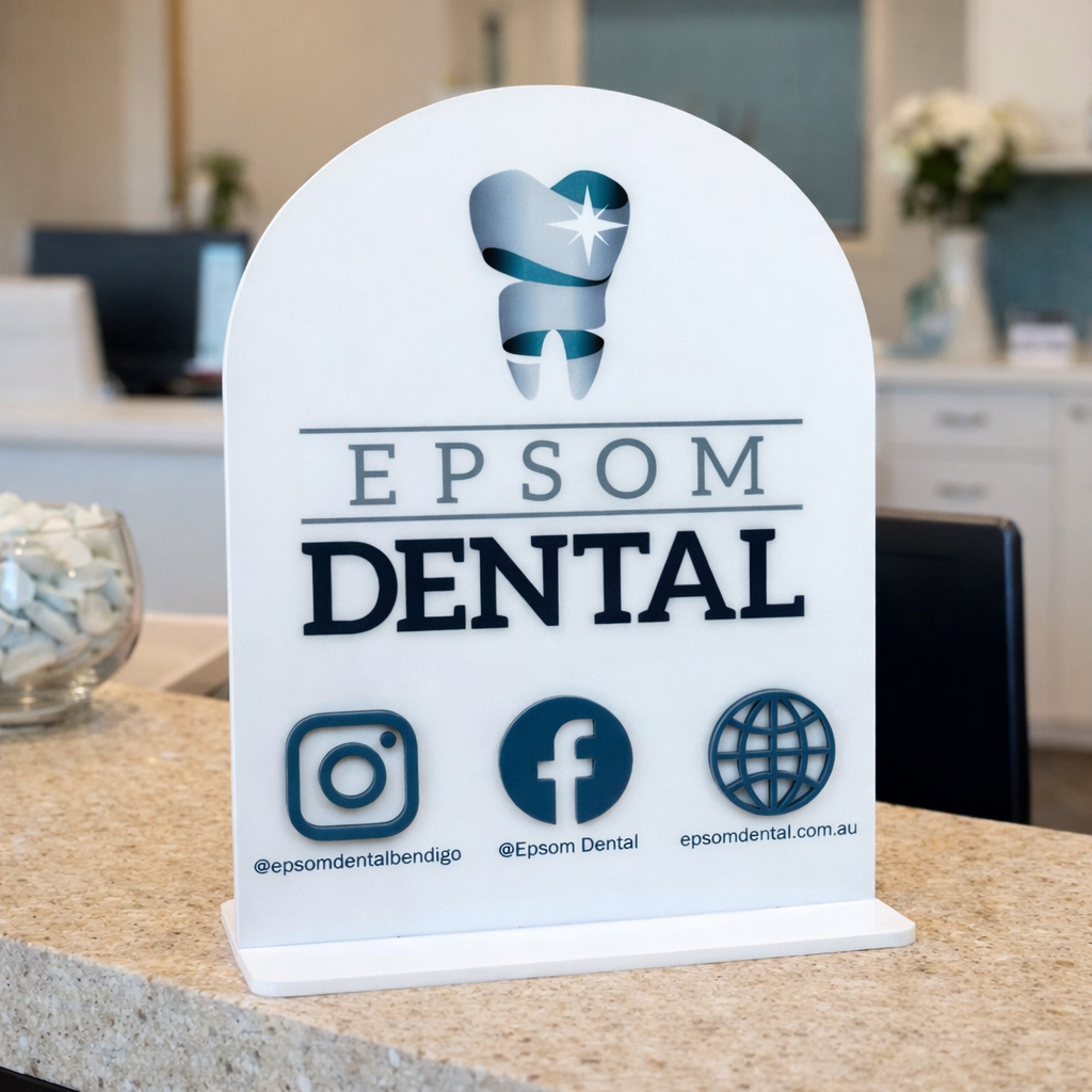 Arched Social Media Stand | Custom QR Code Sign Australia