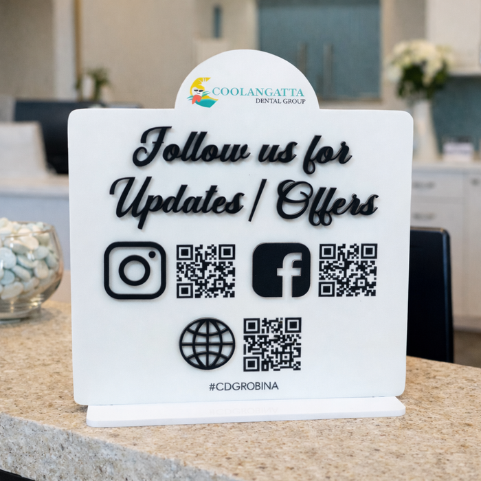 Custom Social Media QR Hub Stand | QR Code Business Display Australia