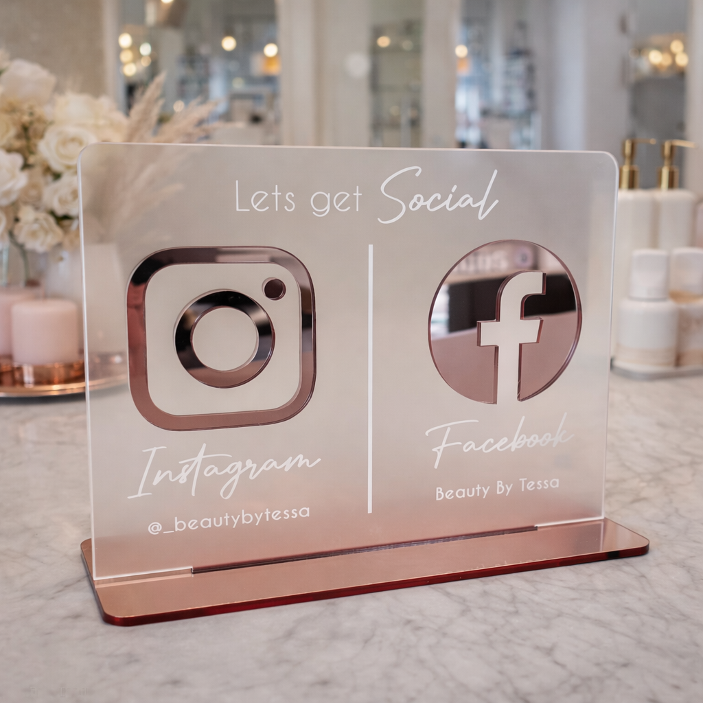 Social Media Stand with QR Codes | Custom Acrylic Sign Australia