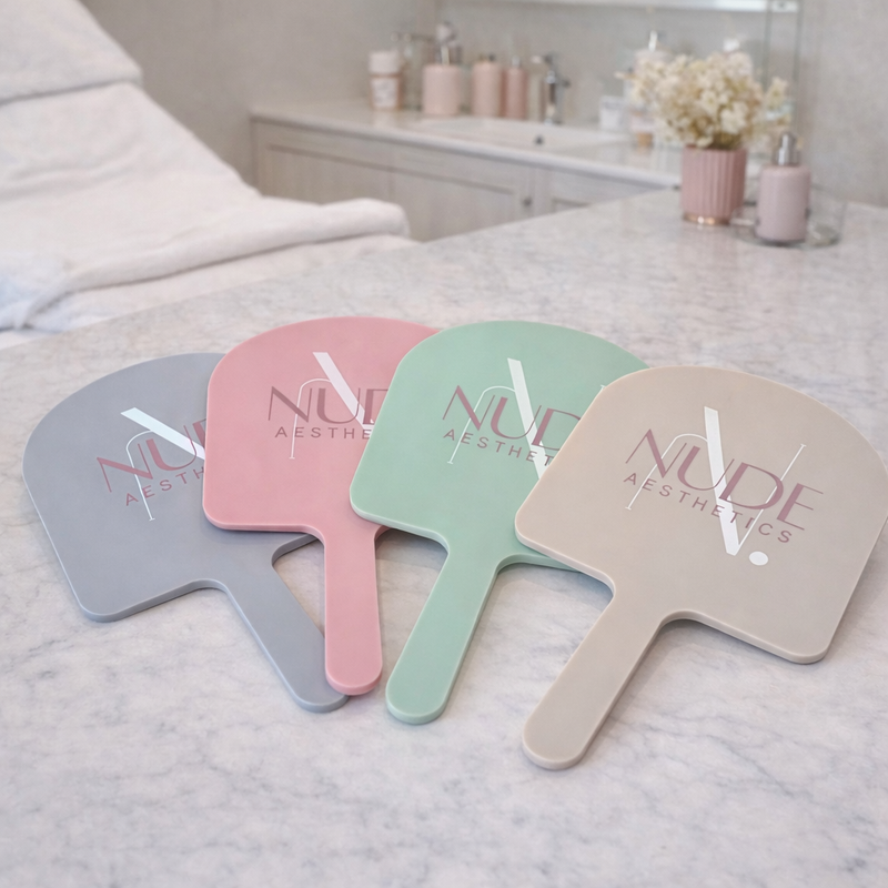 Custom Arch Handheld Mirrors Australia | Acrylic Branded Salon Mirrors