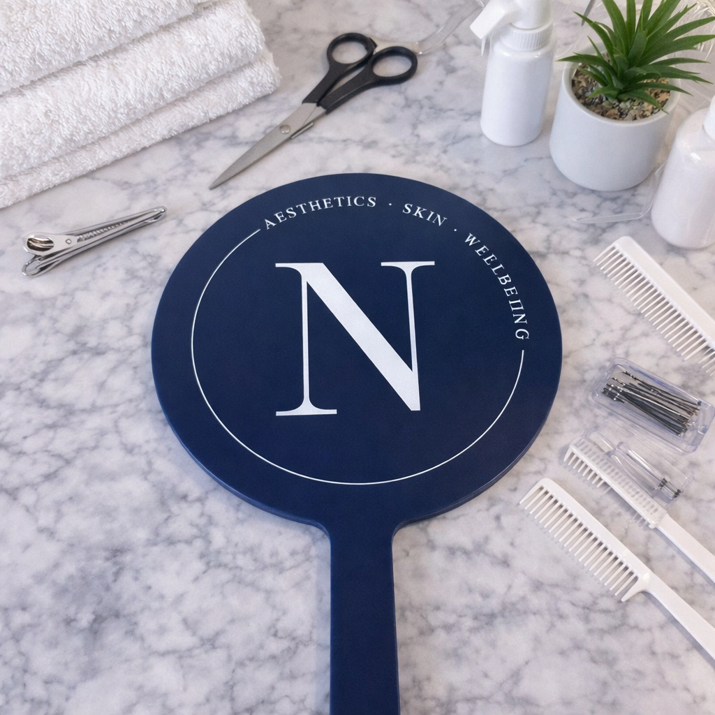 Branded Round Handheld Mirror | Custom Salon and Business Mirrors