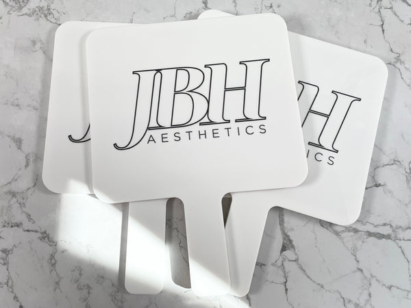 Personalised handheld mirror | Logo mirror - Laser Edge Designs ...