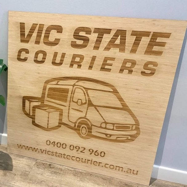 Engraved Bamboo Business Sign - Laser Edge Designs - LaserEdge-Designs