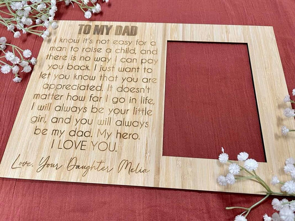 Bamboo Father's Day photo quote frame - Laser Edge Designs - LaserEdge ...