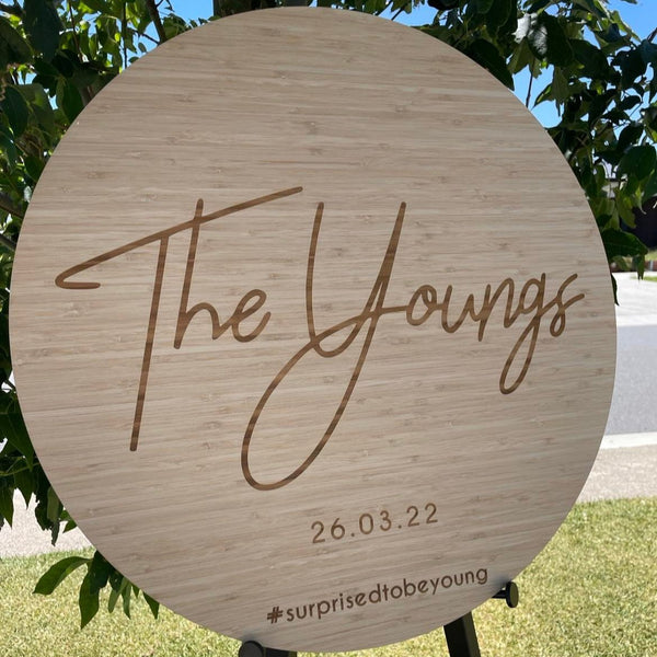 Engraved Bamboo Wedding Sign - Laser Edge Designs - LaserEdge-Designs