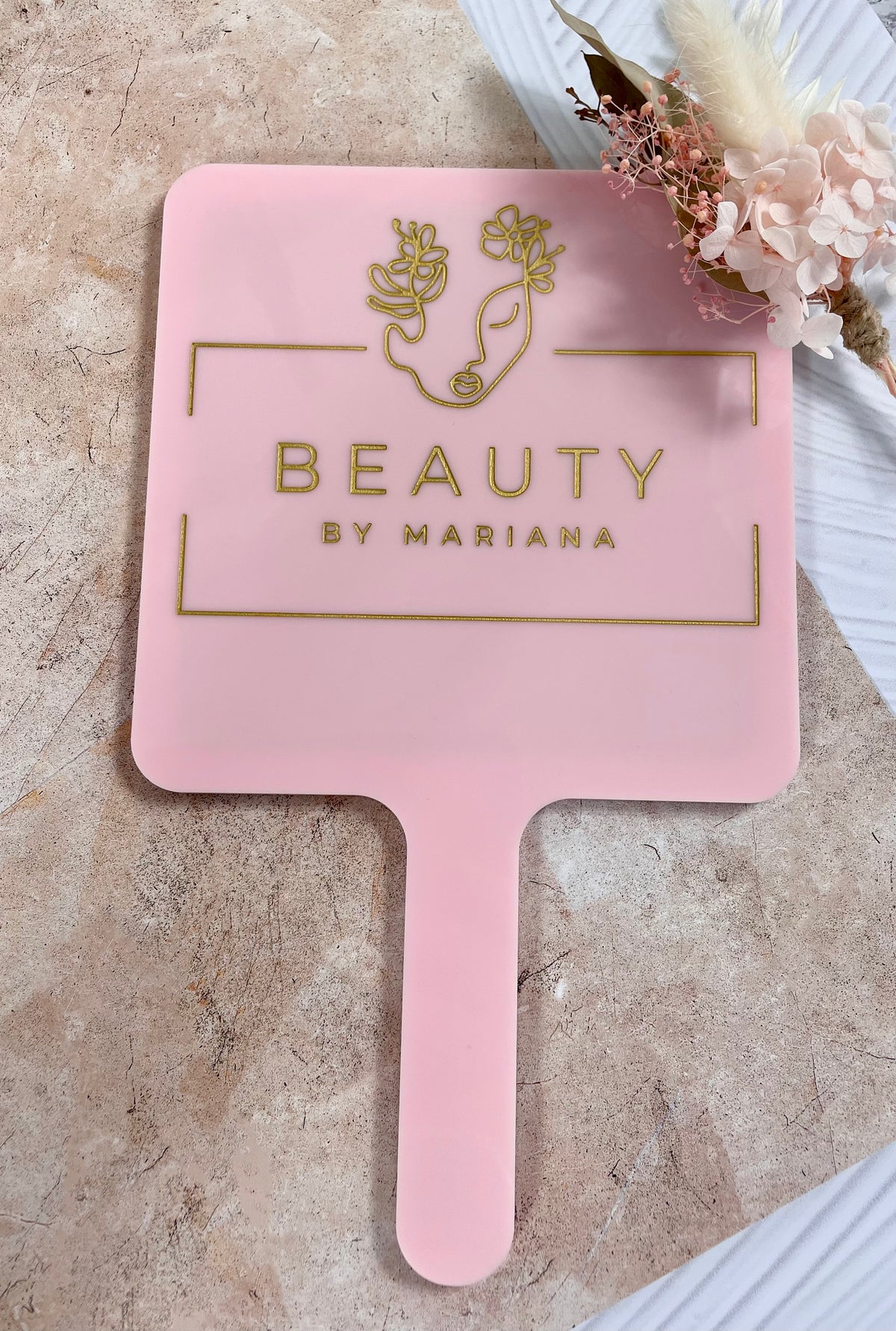 Personalised handheld mirror | Logo mirror - Laser Edge Designs ...