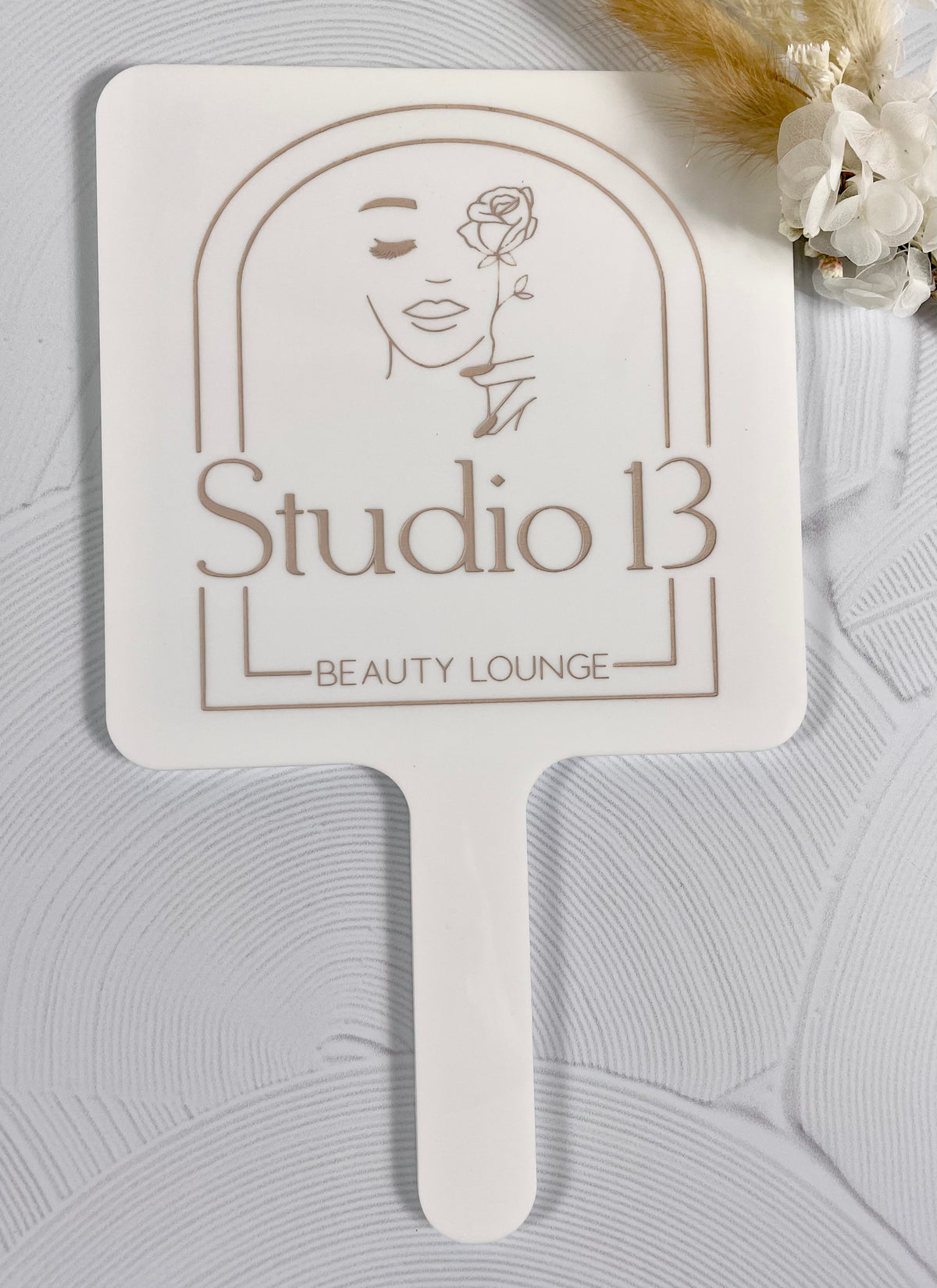 Personalised handheld mirror | Logo mirror - Laser Edge Designs ...