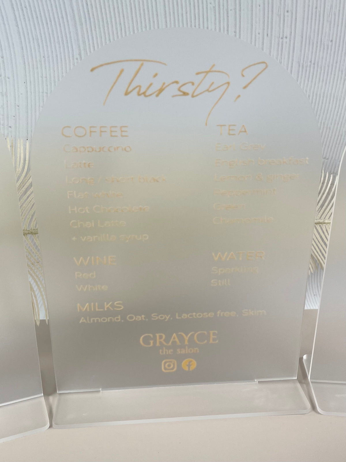 Drink menu stand | salon drink menu - Laser Edge Designs - LaserEdge ...