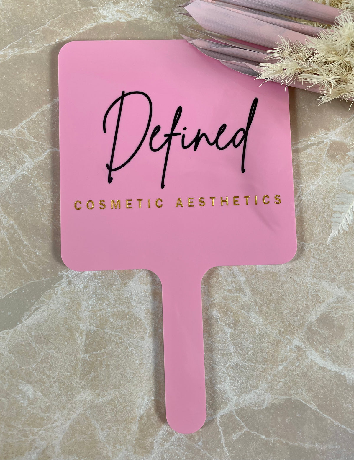 Personalised handheld mirror | Logo mirror - Laser Edge Designs ...