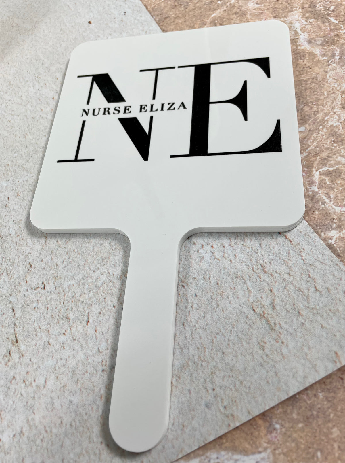 Personalised handheld mirror | Logo mirror - Laser Edge Designs ...