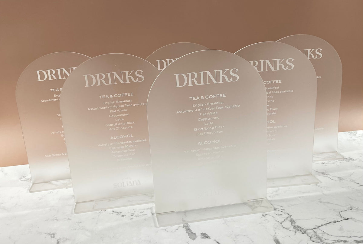 Drink menu stand | salon drink menu - Laser Edge Designs - LaserEdge ...