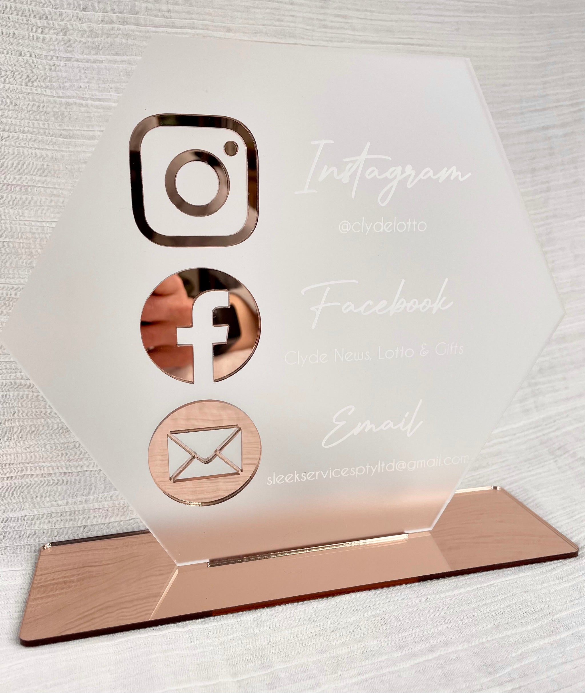 Social media stand | hexagon social stand - Laser Edge Designs ...