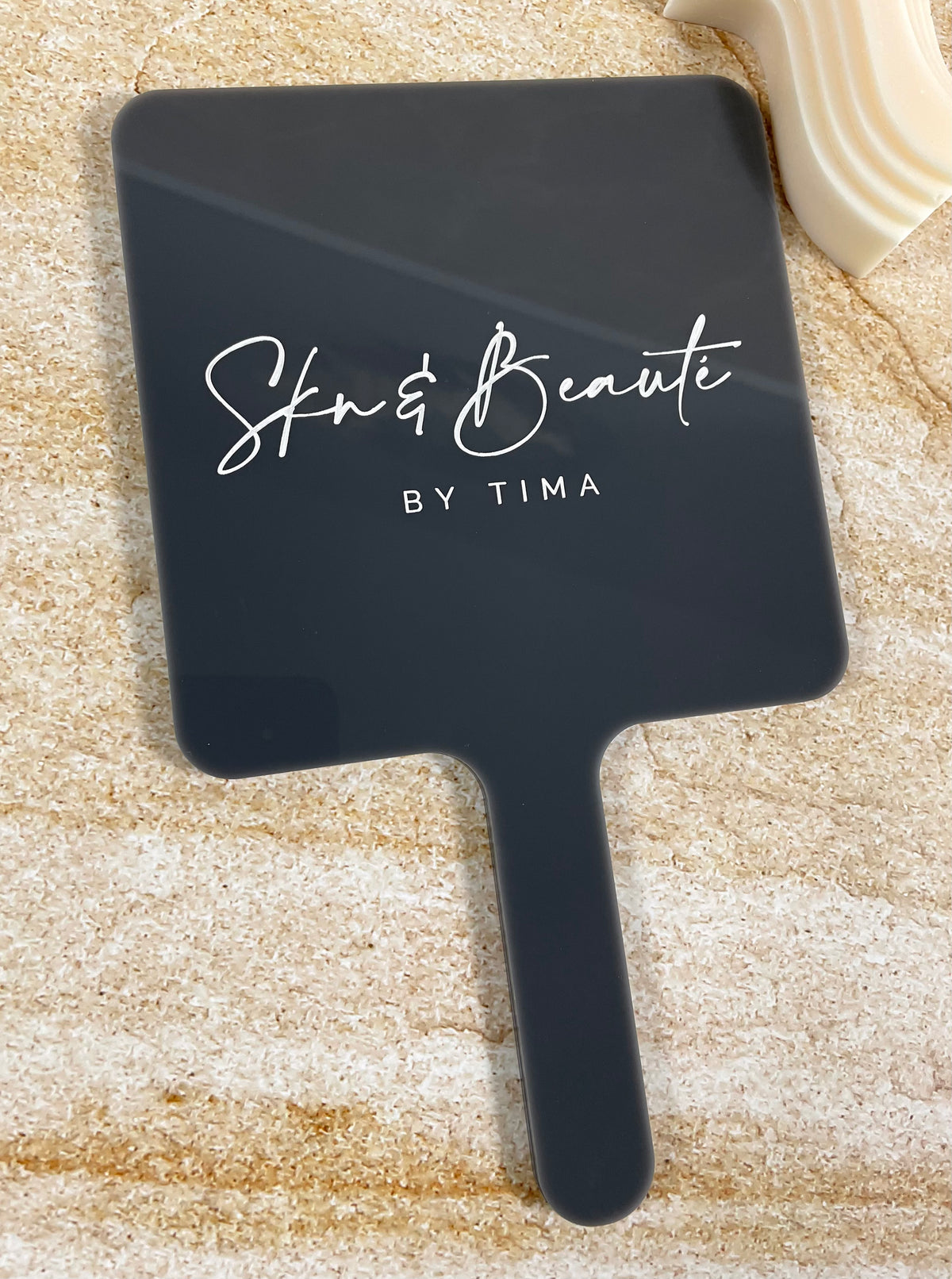 Personalised handheld mirror | Logo mirror - Laser Edge Designs ...