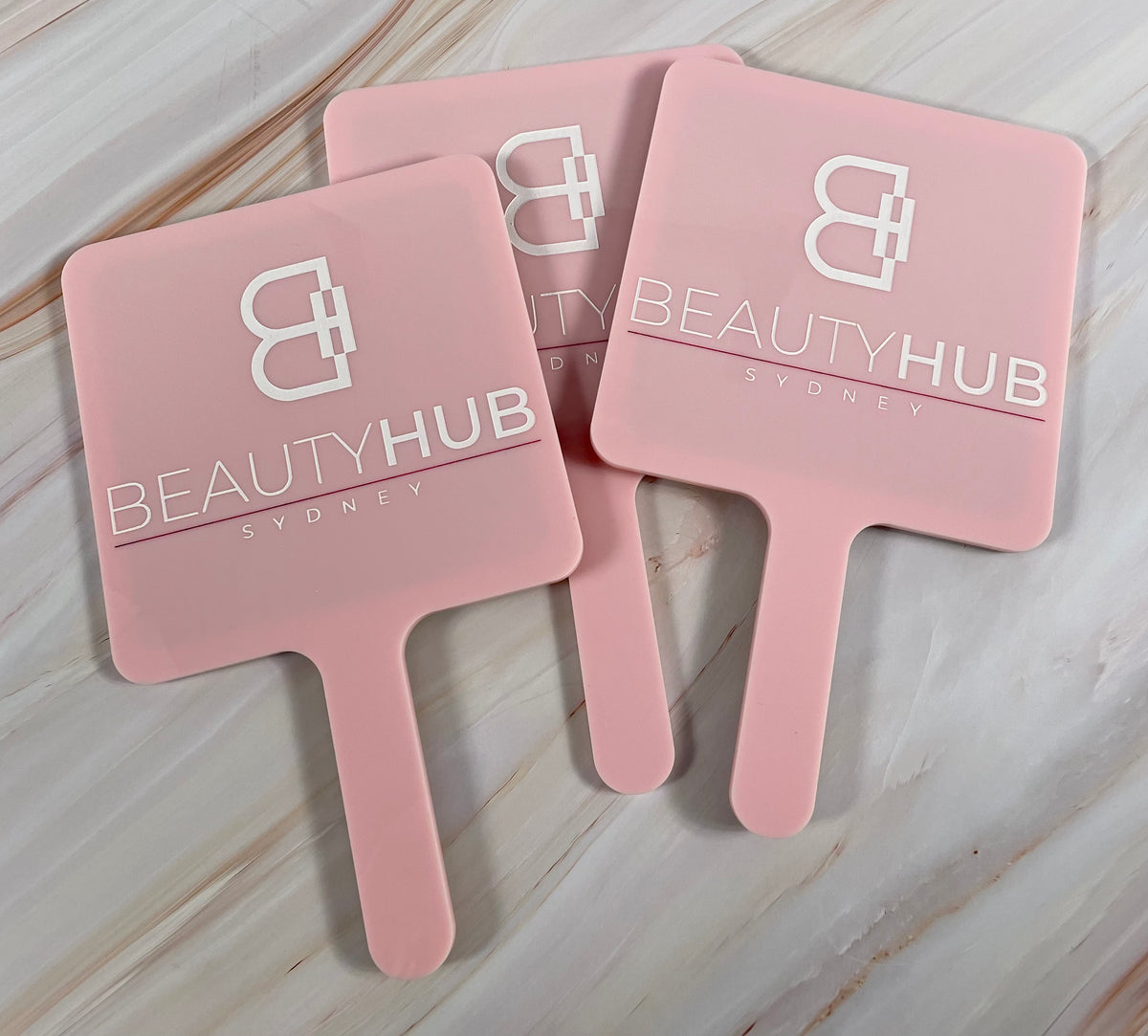 Personalised handheld mirror | Logo mirror - Laser Edge Designs ...