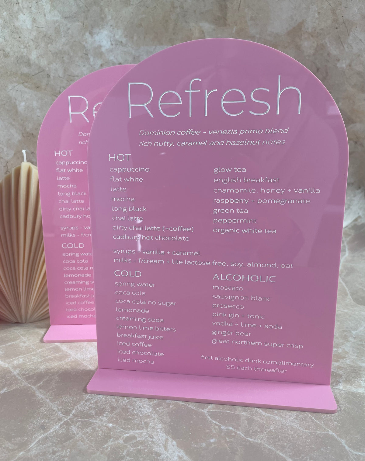 Drink menu stand | salon drink menu - Laser Edge Designs - LaserEdge ...