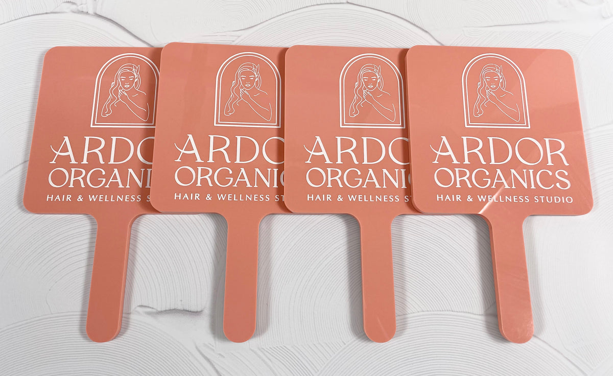 Personalised handheld mirror | Logo mirror - Laser Edge Designs ...