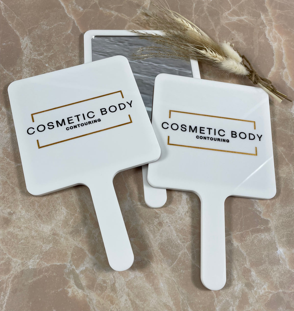 Personalised handheld mirror | Logo mirror - Laser Edge Designs ...