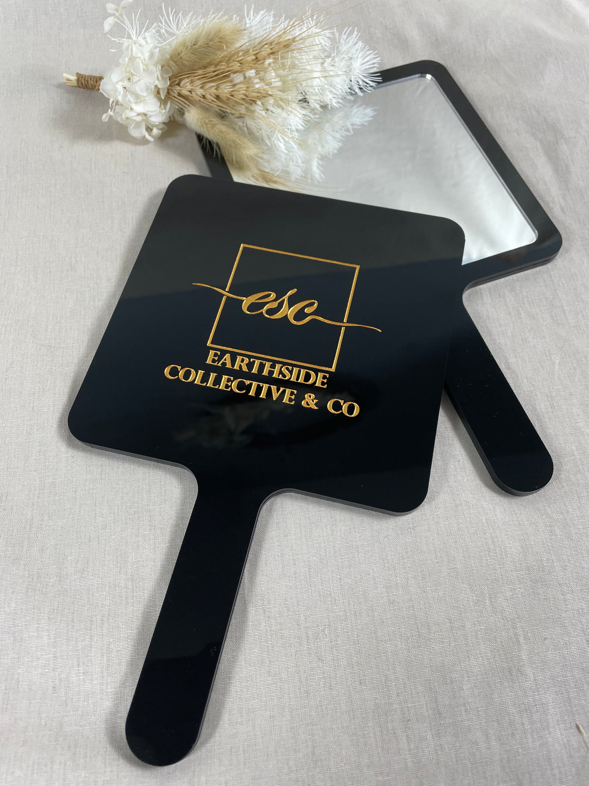 Personalised handheld mirror | Logo mirror - Laser Edge Designs ...