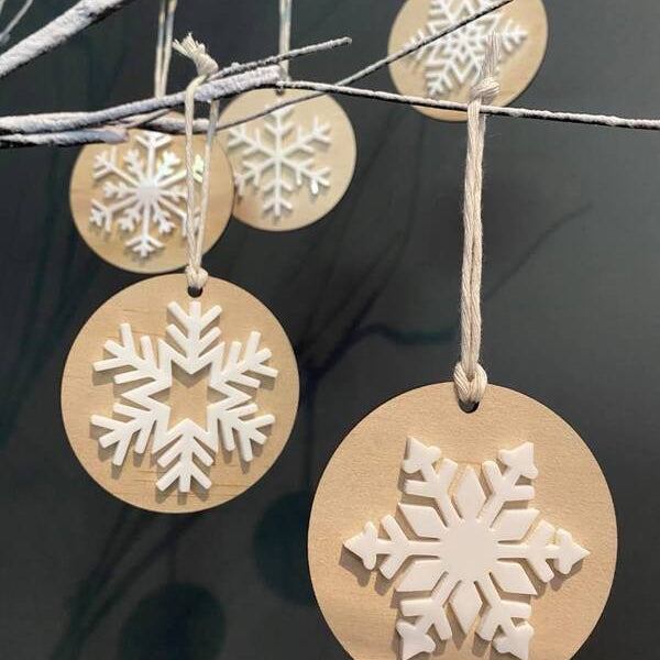 5 piece snowflake bauble set - LaserEdge-Designs